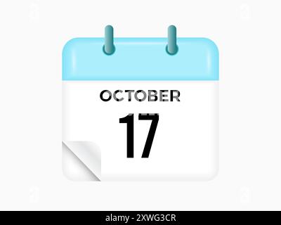 October 17 - calendar and Time planner. Daily Calendar Icon reminder ...
