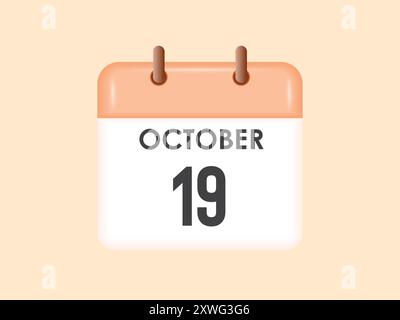 October 19 - calendar and Time planner. Daily Calendar Icon reminder ...