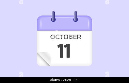 October 11 - calendar and Time planner. Daily Calendar Icon reminder ...
