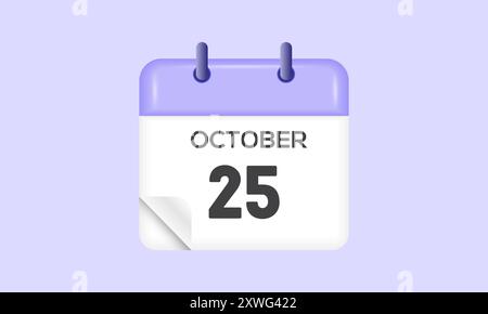 October 25 - calendar and Time planner. Daily Calendar Icon reminder ...