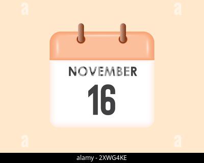 November 16 - calendar and Time planner. Daily Calendar Icon reminder ...