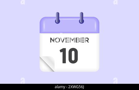 November 10 - calendar and Time planner. Daily Calendar Icon reminder ...