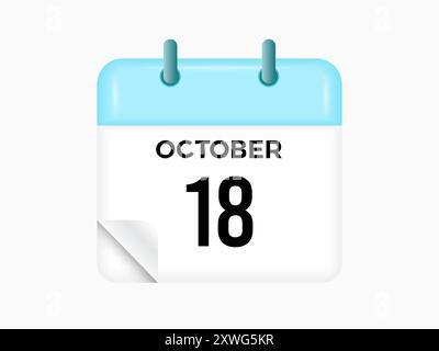 October 18 - calendar and Time planner. Daily Calendar Icon reminder ...