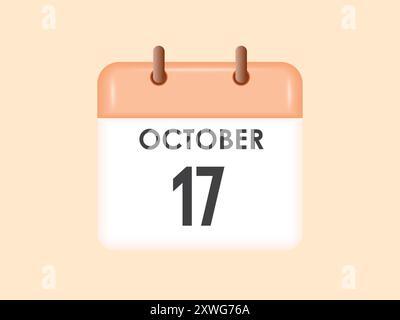 October 17 - calendar and Time planner. Daily Calendar Icon reminder ...