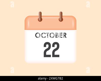 October 22 - calendar and Time planner. Daily Calendar Icon reminder ...
