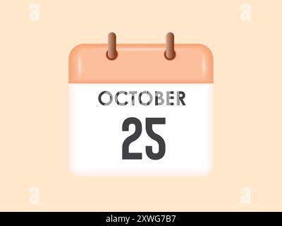 October 25 - calendar and Time planner. Daily Calendar Icon reminder ...