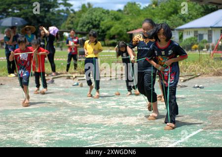 Coconut Shell Race at local community event, Bongkud, Ranau, Sabah ...