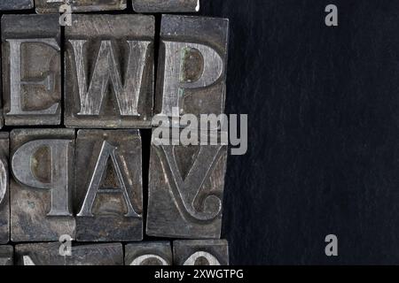 movable type alphabet set background Stock Photo - Alamy