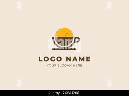 classic sunset coffee logo design vector, can use for your trademark ...