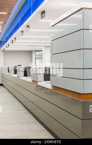 Interior of new county service center showing long counter and seating ...