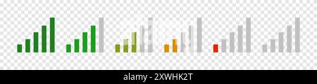Wireless Signal Strength Icons Communication Technology Set Stock ...