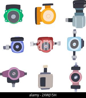 impeller water circulation pump cartoon vector illustration Stock ...