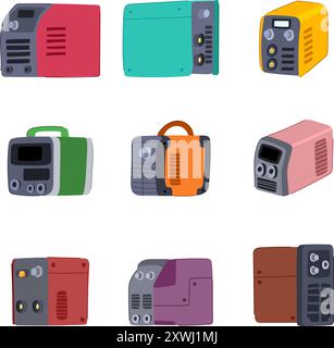 mig welding machine cartoon vector illustration Stock Vector Image ...