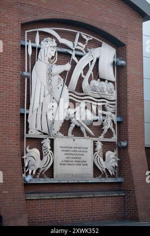 Metal installation on Morrisons supermarket building, Wednesbury, West ...