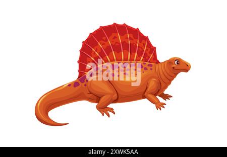 Cartoon dinosaur Edaphosaurus, Jurassic dino character, vector cute ...