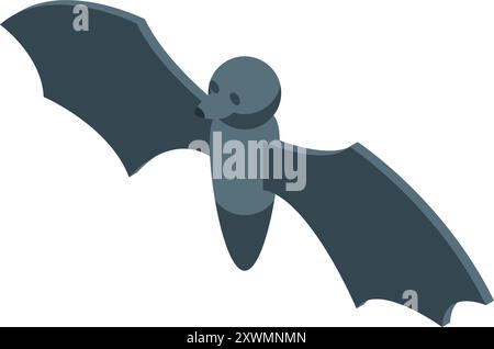 Stylized vector illustration of a bat spreading its wings, creating a ...