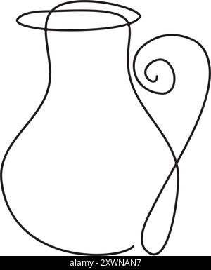 Continuous line drawing of water jug. Line art of jug. One line drawing ...