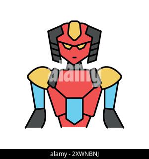 Mecha genre of manga color line icon. Character in anime style. Vector ...