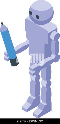 Modern robot is holding a pencil for writing taking notes Stock Vector ...