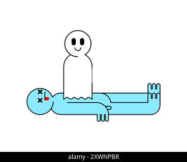 Soul flies out of body. Ghost and dead man. Astral symbol Stock Vector ...