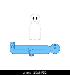 Soul flies out of body. Ghost and dead man. Astral symbol Stock Vector ...