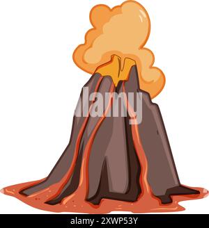 caldera volcano eruption cartoon vector illustration Stock Vector Image ...