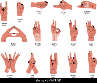 Collection of different mudras authors work Stock Vector Image & Art - Alamy