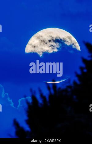 Full Super Blue Moon over Rocky Mountains; Salida; Colorado; USA Stock ...