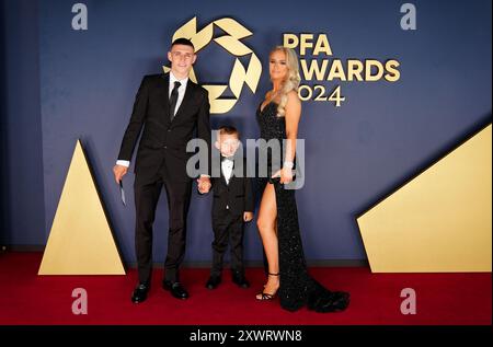 Phil Foden, Rebecca Cooke and son Ronnie Foden arrive for the 2024 PFA ...