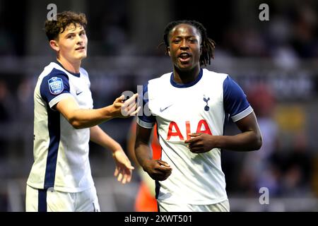 Tottenham Hotspur's Damola Ajayi (right) celebrates scoring their side ...