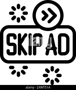 Black skip button with loading symbol animation, for media player or ...