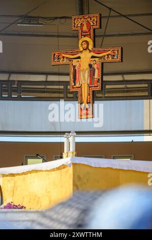 The San Damiano Cross above the outdoor altar in Medjugorje Stock Photo - Alamy