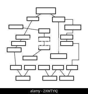 A vector of hierarchical organizational scheme structure in black and ...