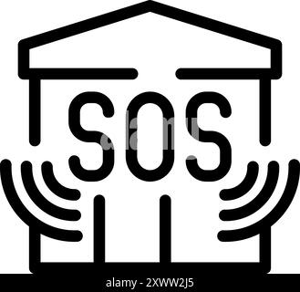 Sos antenna signal icon outline vector. Engine safety. Siren dial help ...