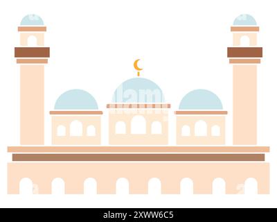 Saudi Arabia, Medina, Quba Mosque, travel landmark vector illustration ...