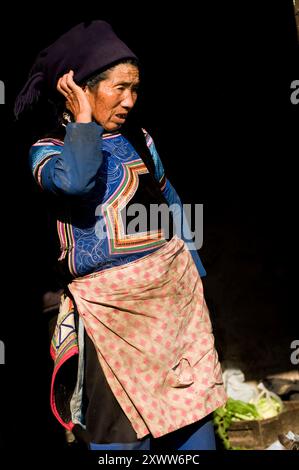 hill tribe people at the market in the town of Mae Salong north of the ...