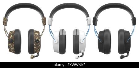 Stylish gaming headsets for immersive sound experiences isolated on ...