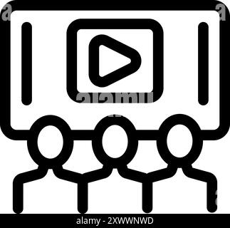 Group of students watching online webinar. Online education concept ...