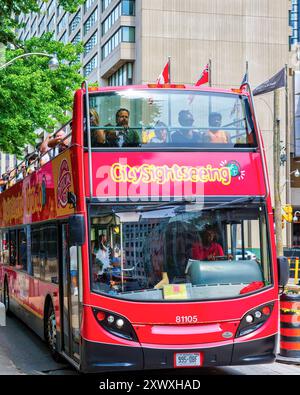 Toronto, Canada - August 3, 2024: A double decker sightseeing bus ...