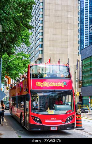 Toronto, Canada - August 3, 2024: A double decker sightseeing bus ...