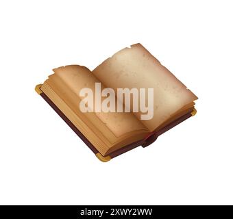 Cartoon parchment paper and magic book for fantasy game. Ancient wizard ...