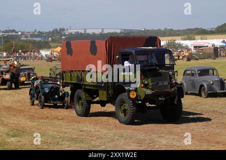 Military vehicles on parade at The Yorkshire Wartime Experience in Hunsworth,West Yorkshire,UK ...