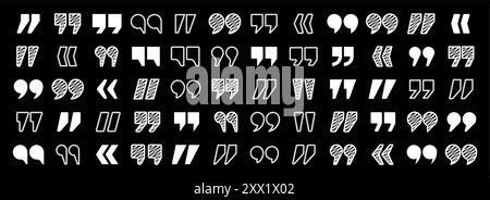 Hatched text quotation marks. Hand drawn quotes icon. Typographic ...