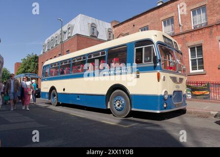 Classic retired British bus on display Stock Photo - Alamy