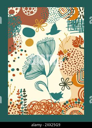 Greenery greeting, invitation card template design. Poster with flowers ...
