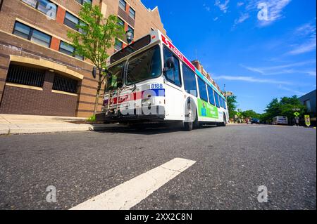 SEPTA oldest style bus on the route 1 in West Philadelphia Stock Photo ...