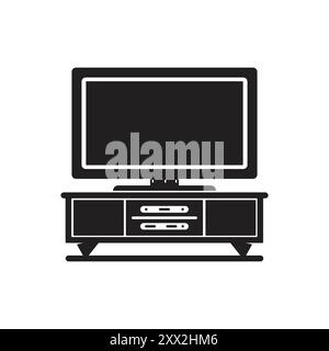 TV Stand silhouette vector on white background, hd vector icon Stock ...