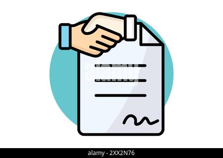 Contract colored outline icon. document with handshake. icon related to ...