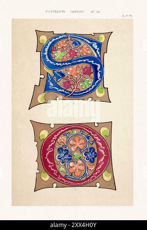 Medieval alphabet initials and ornaments in the style of illuminated ...