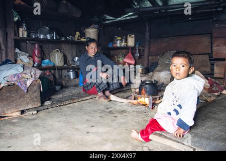 A kitchen corner of a chauri herder tent in Sailung, Ramechhap District ...